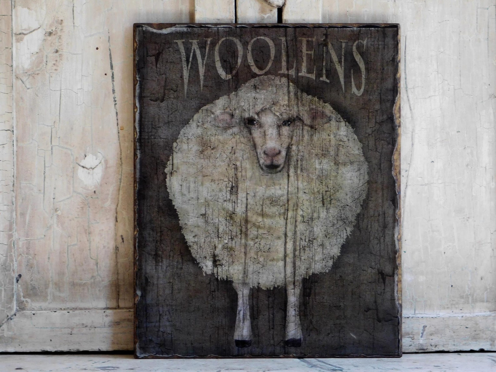 Primitive Woolen Sheep Wooden Sign | Etsy