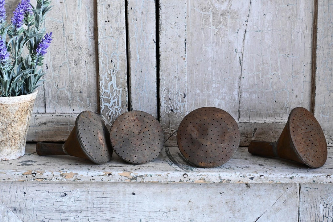 Antique Tin Watering Can Sprinkler Spouts, French Rosette Slide on ...