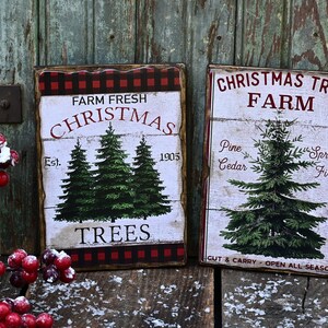 Rustic Christmas Tree Farm Wood Picture Signs, Christmas Wall Decor ...