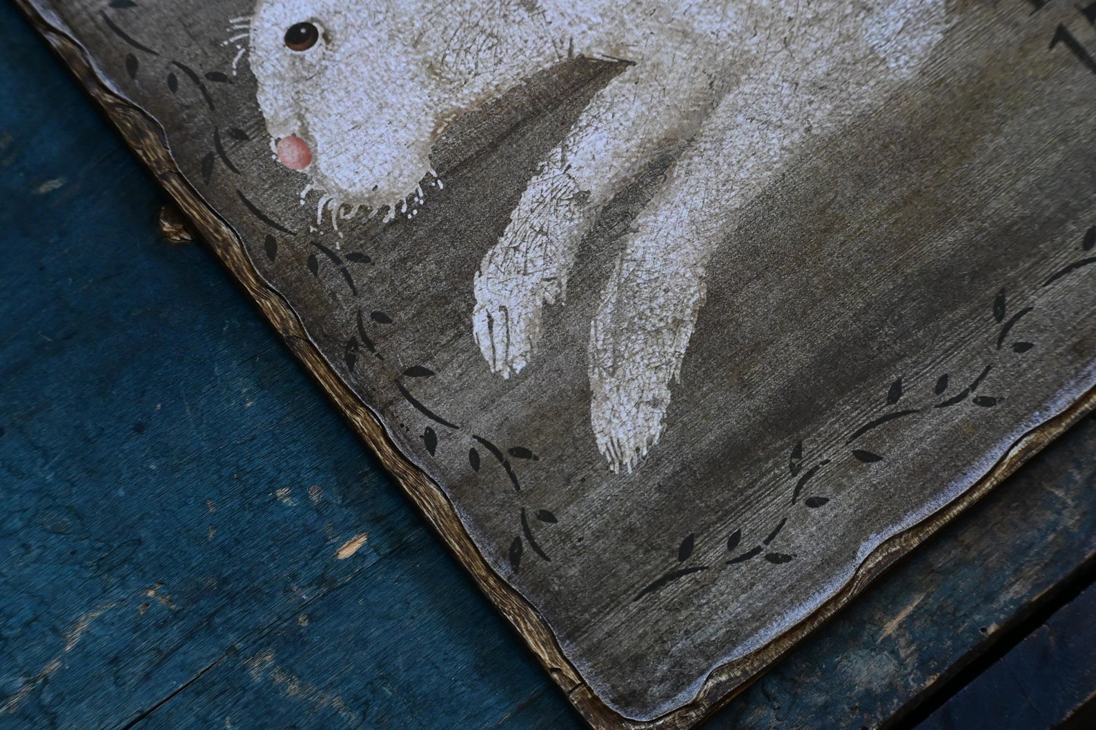 Handmade Large Rustic Easter Rabbit Wooden Sign, Primitive Folk Art ...