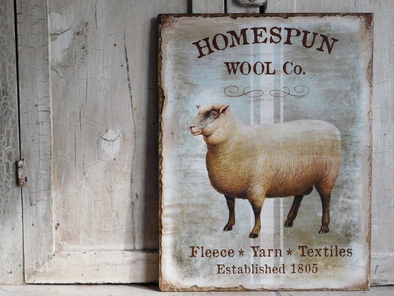 Large Primitive Sheep Wool Co. Sign Wooden Wall Sign | Etsy