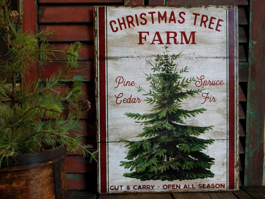 Primitive Country Christmas Tree Farm Sign, Wooden Christmas Wall ...