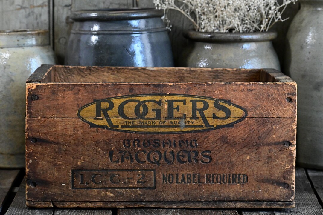 Antique Varnish Wooden Crate Box Rogers Brushing Lacquers - Etsy
