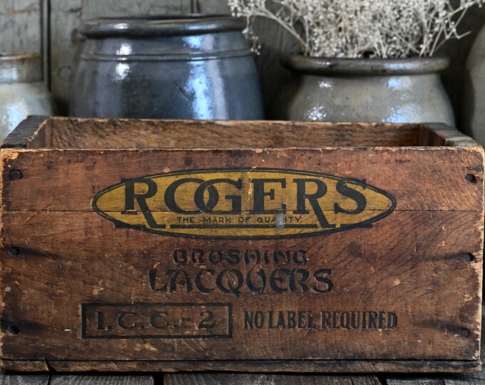Antique Varnish Wooden Crate Box, Rogers Brushing Lacquers Wood Box - Etsy