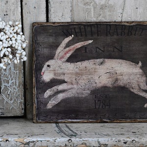 Primitive Rabbit Inn Wooden Picture Sign Folk Art Easter - Etsy