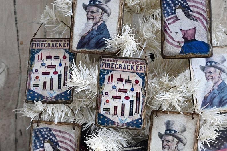 Primitive Americana Lady Liberty, Uncle Sam and Antique Firecracker ...