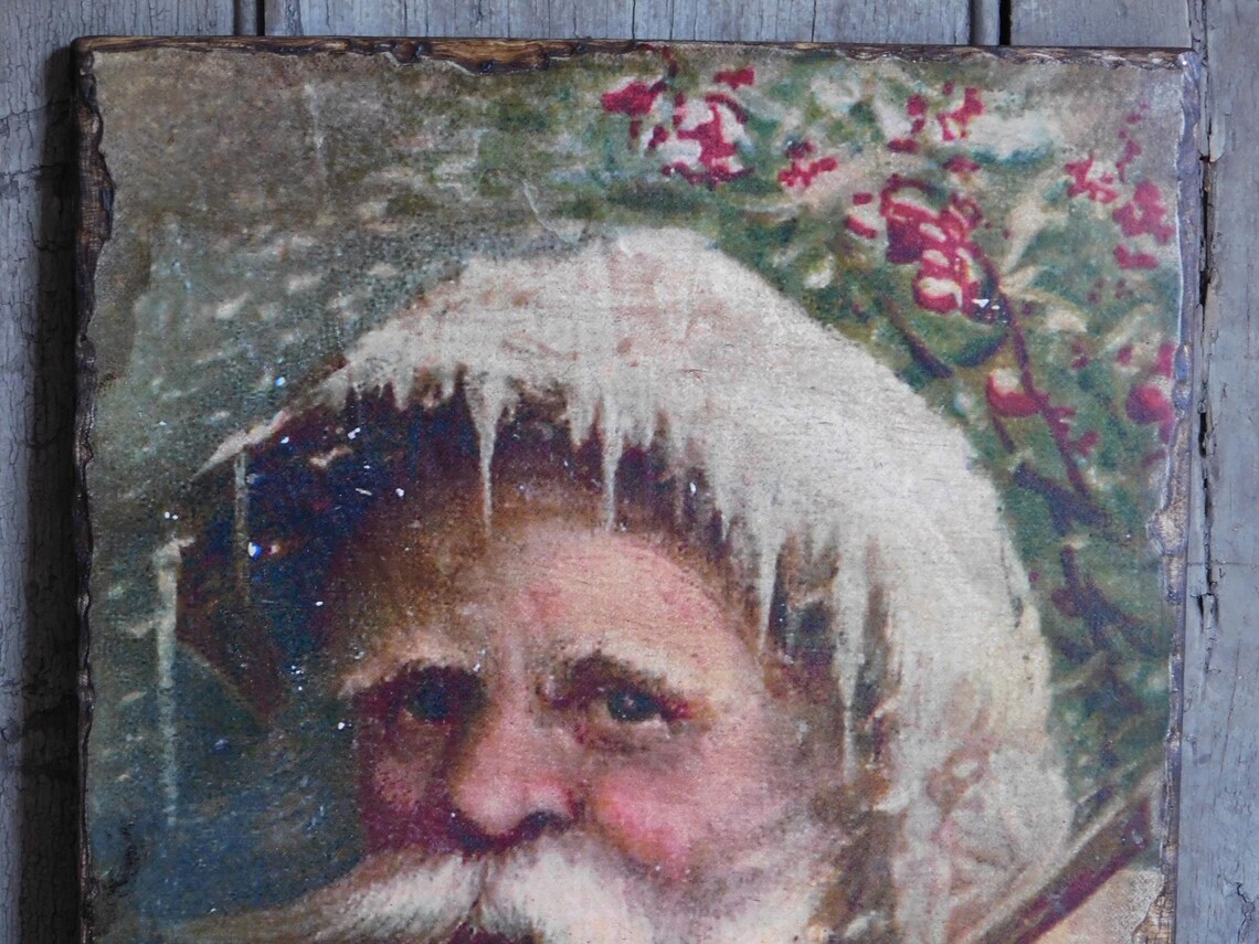 Primitive Christmas Santa Wooden Picture Wall Hanging Sign - Etsy