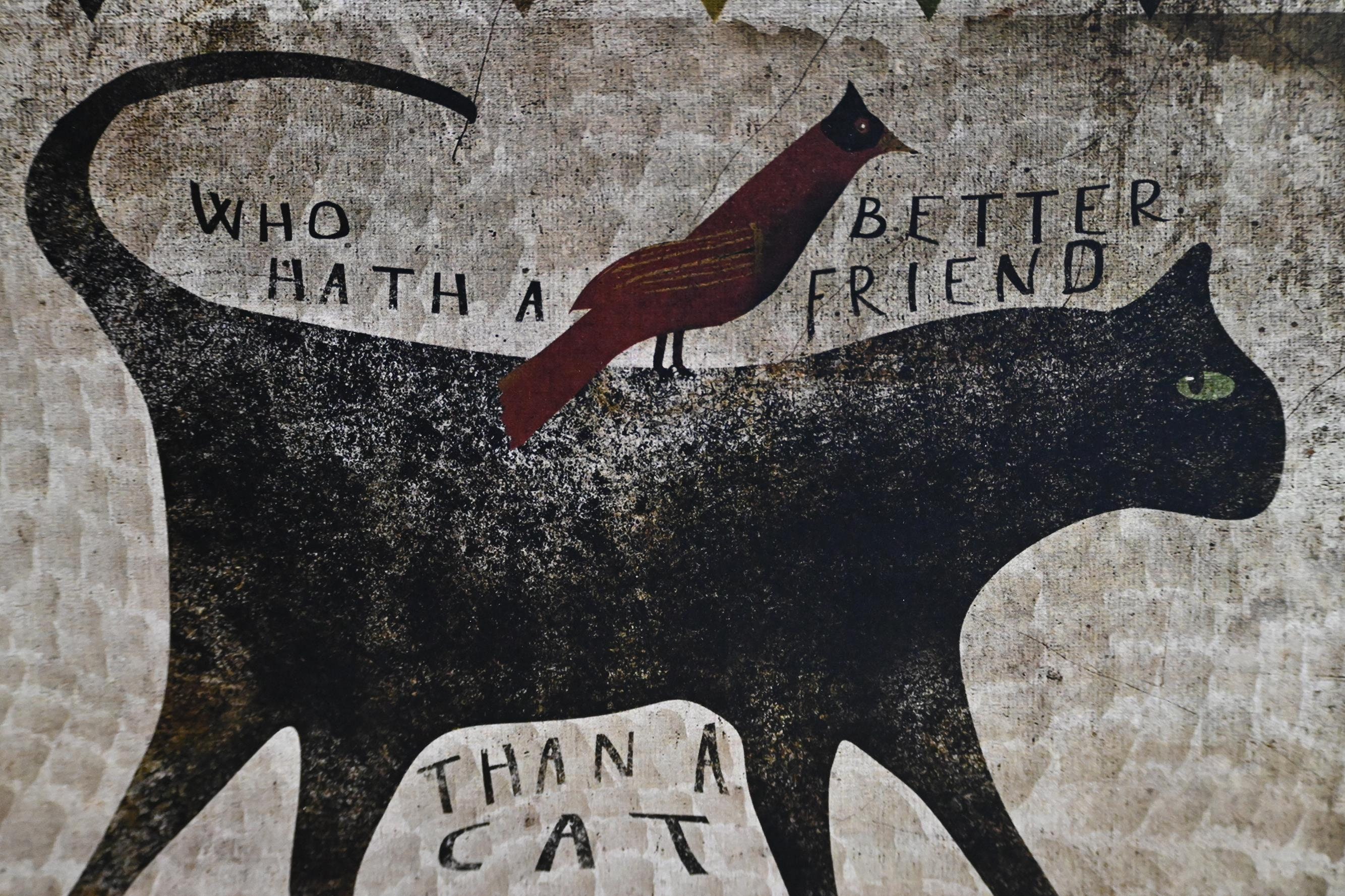 Primitive Folk Art Cat Sign Art Wall Hanging - Etsy