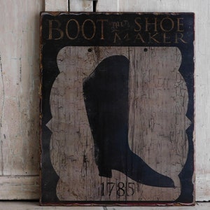 Primitive Folk Art Wooden Boot Cobbler Trade Sign - Etsy