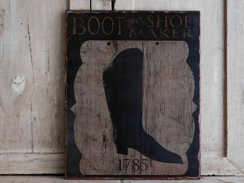 Primitive Folk Art Wooden Boot Cobbler Trade Sign - Etsy