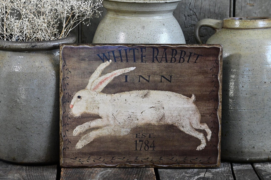 Primitive Rabbit Inn Wooden Picture Sign, Folk Art Easter Trade Sign - Etsy