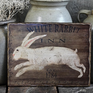 Primitive Rabbit Inn Wooden Picture Sign, Folk Art Easter Trade Sign - Etsy