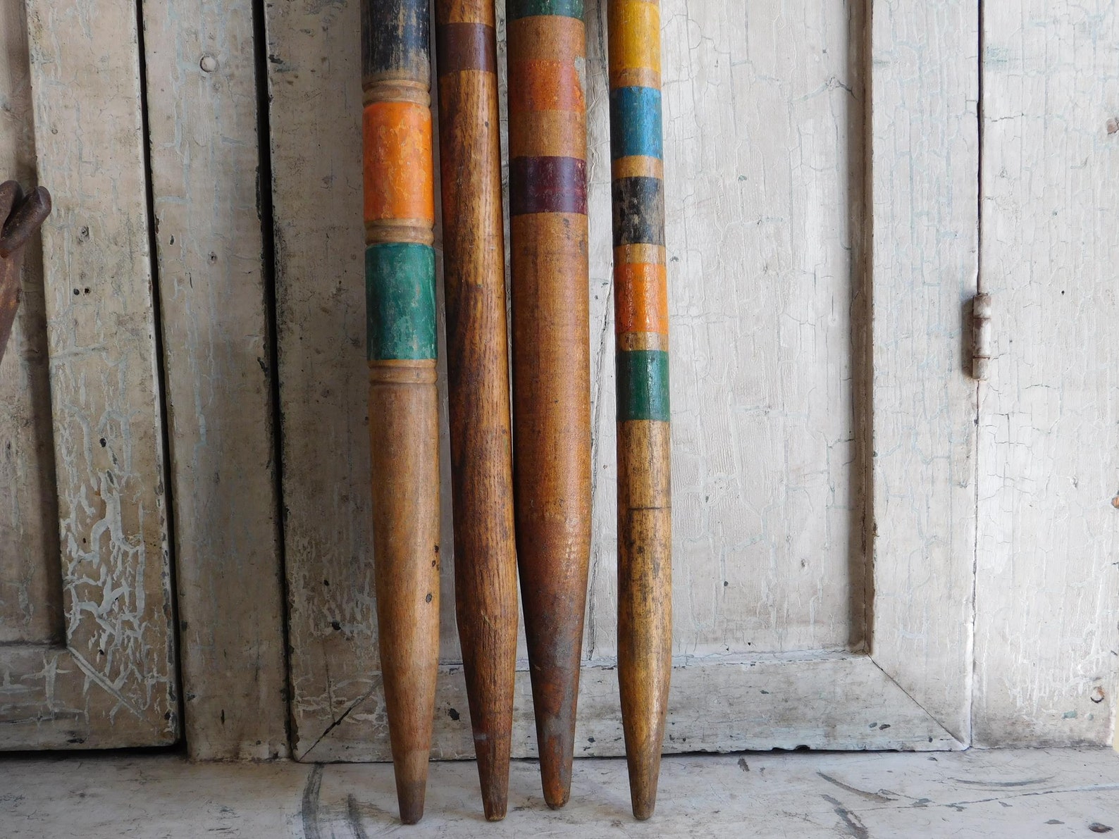 Vintage Wooden Croquet Stake Collection 4 Mismatched Game - Etsy