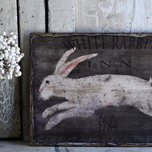Primitive Rabbit Inn Wooden Picture Sign Folk Art Easter - Etsy
