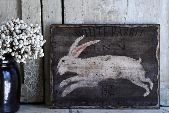 Primitive Rabbit Inn Wooden Picture Sign Folk Art Easter - Etsy