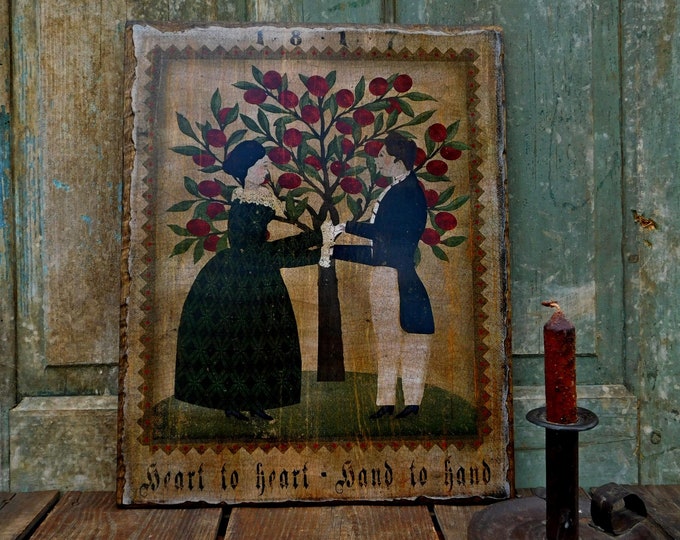 Primitive Colonial Lovers Folk Art Wooden Wall Hanging Sign - Etsy
