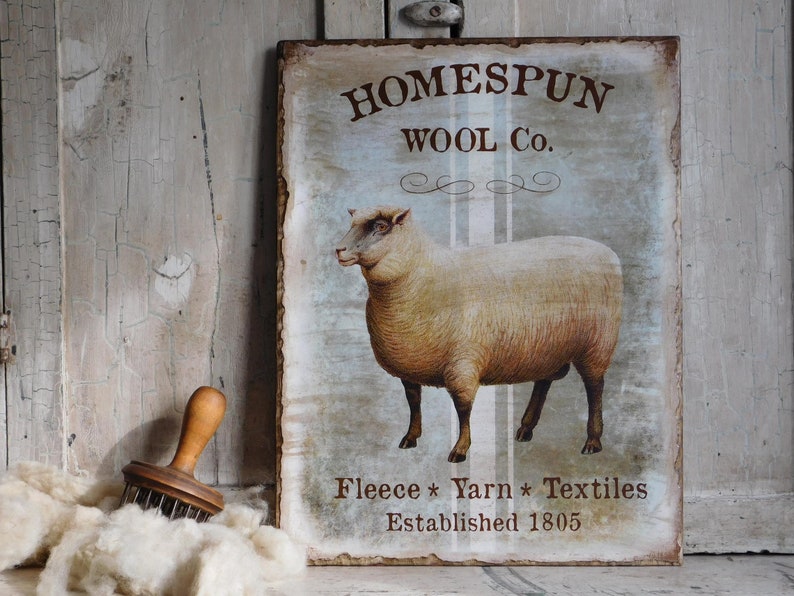 Large Primitive Sheep Wool Co. Sign Wooden Wall Sign | Etsy
