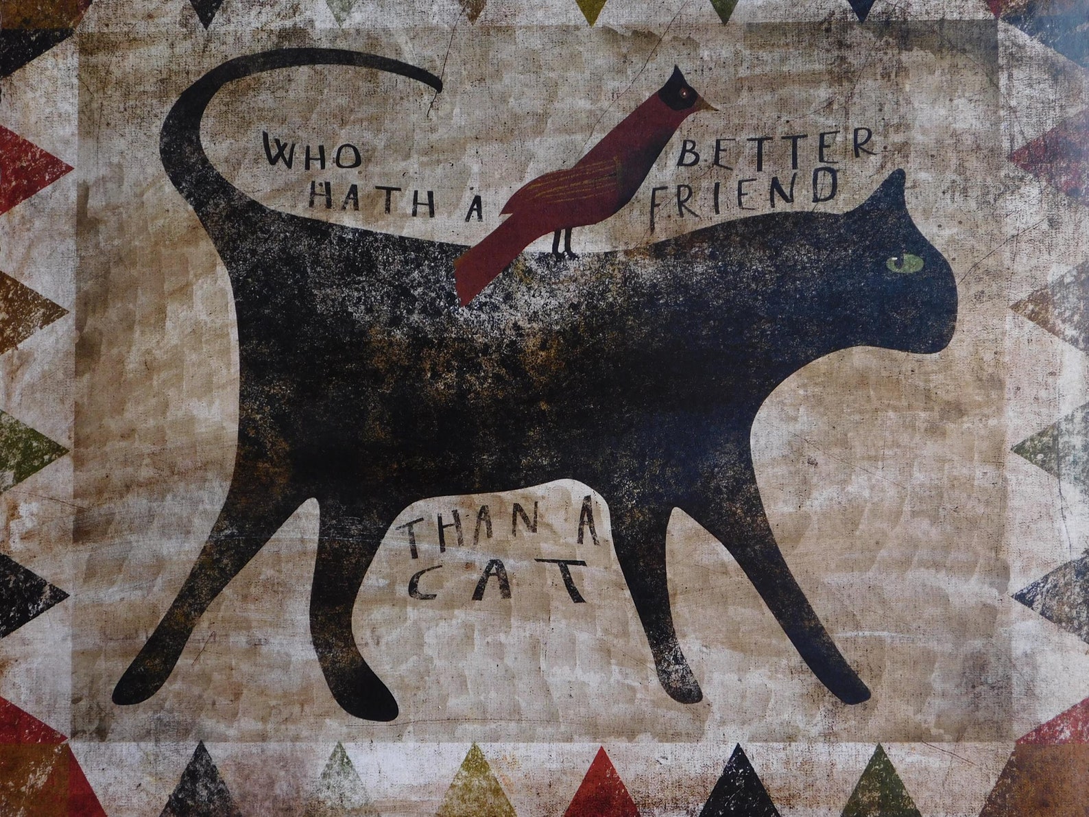 Primitive Folk Art Cat Sign Art Wall Hanging - Etsy