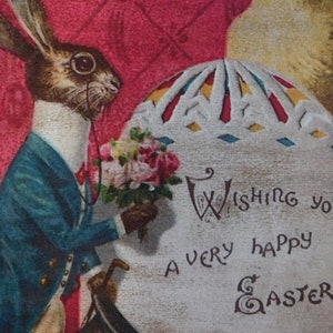 Primitive Wooden Easter Art Wall Hanging, Easter Bunny With Egg Print ...