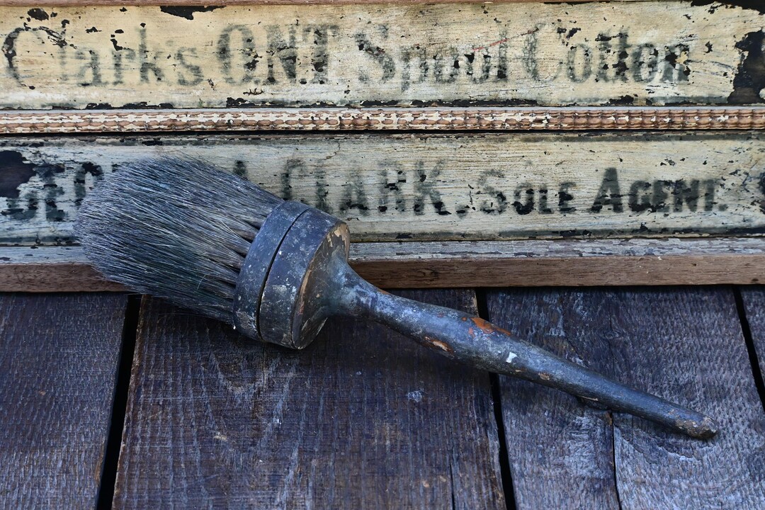 Antique Round Wooden Horsehair Brush, Primitive Paintbrush, Sweeper ...