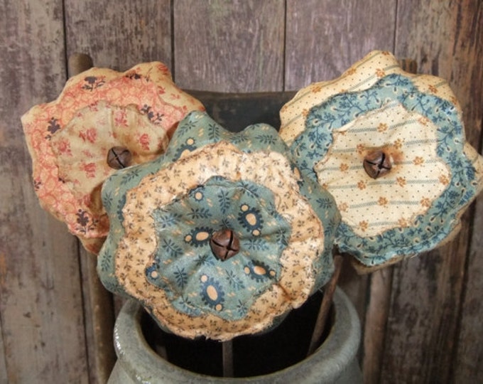 Primitive Rusty Bell Flowers Primitive Shabby Chic Farmhouse - Etsy