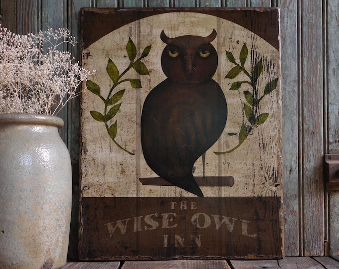 Primitive Owl Folk Art Trade Sign Wall Hanging, Wooden Tavern Sign - Etsy