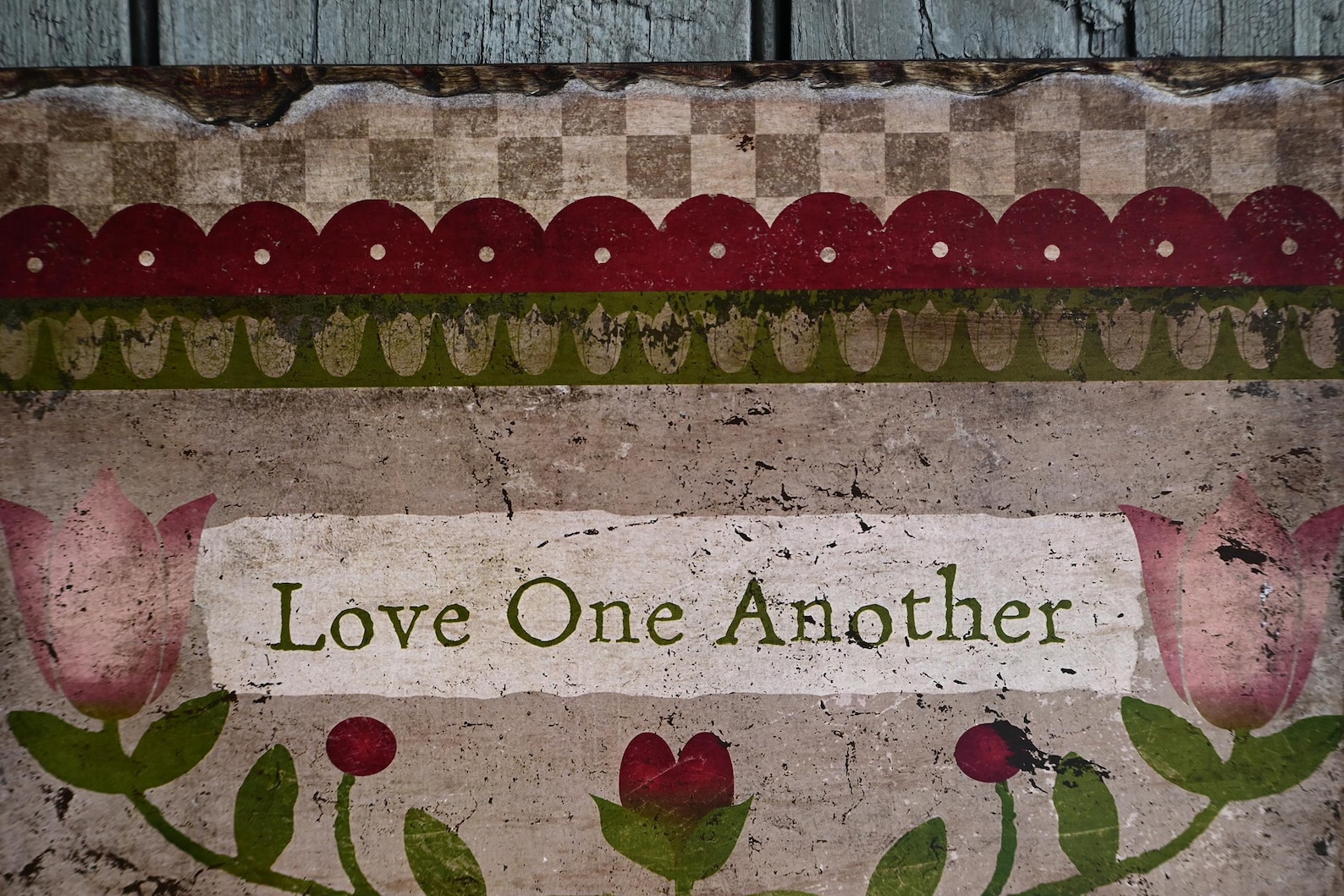 Large Primitive Folk Art Valentine Wall Hanging Sign Art, Valentine ...