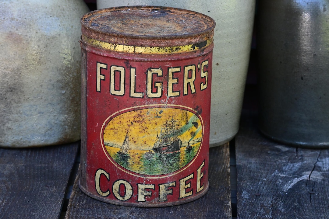 Rustic Antique Folders Coffee Tin Can - Etsy