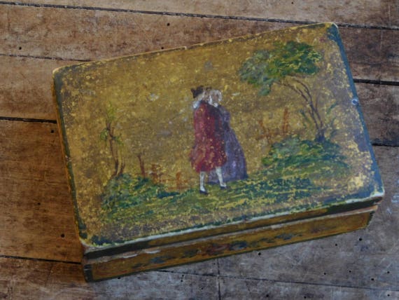 Antique Hand Painted Colonial Style Wooden Box Keepsake Box - Etsy