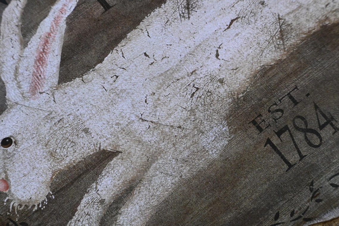 Handmade Large Rustic Easter Rabbit Wooden Sign, Primitive Folk Art ...