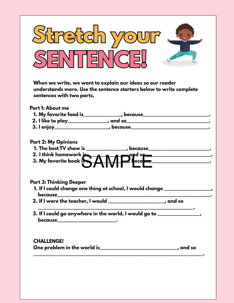 Stretch Your Sentences Writing Activity 3rd Grade - Etsy
