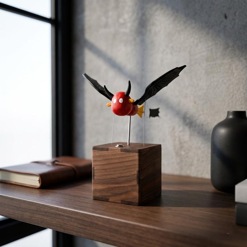 Handmade Wooden Flying Creature Automaton – Kinetic Desk Art Sculpture ...