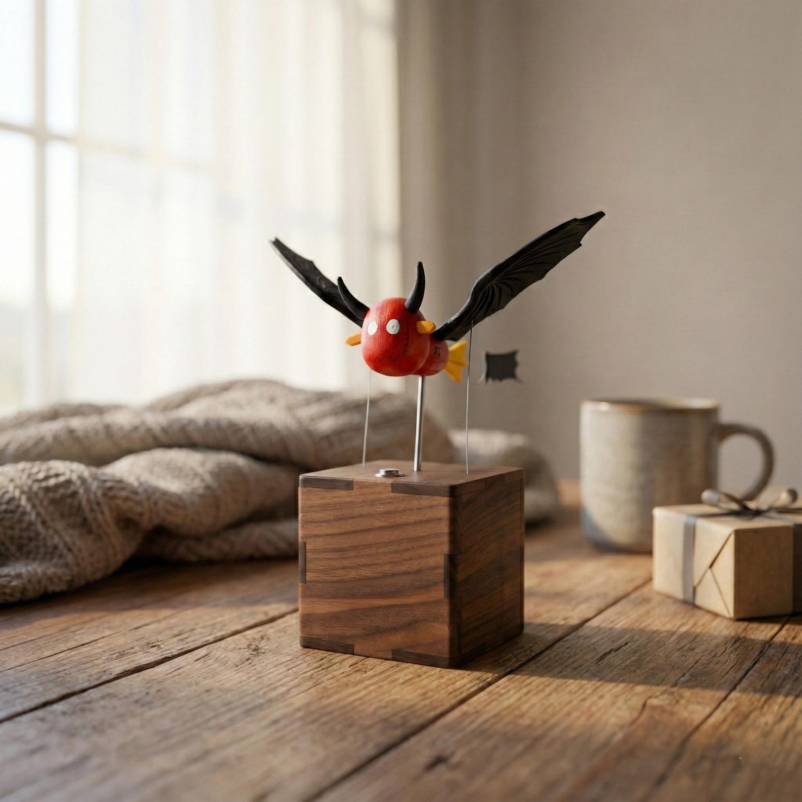Handmade Wooden Flying Creature Automaton – Kinetic Desk Art Sculpture ...