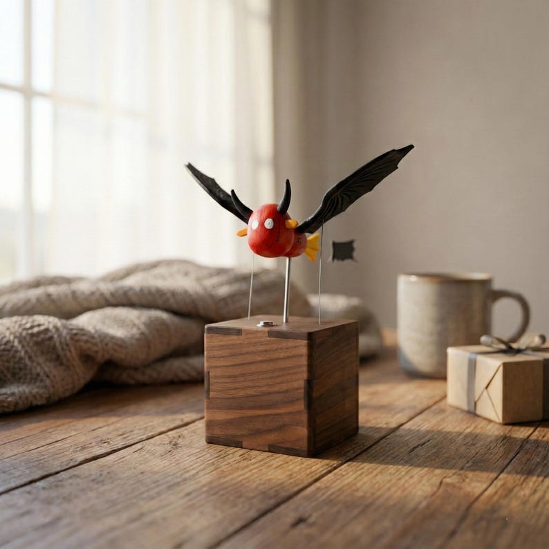 Handmade Wooden Flying Creature Automaton – Kinetic Desk Art Sculpture ...