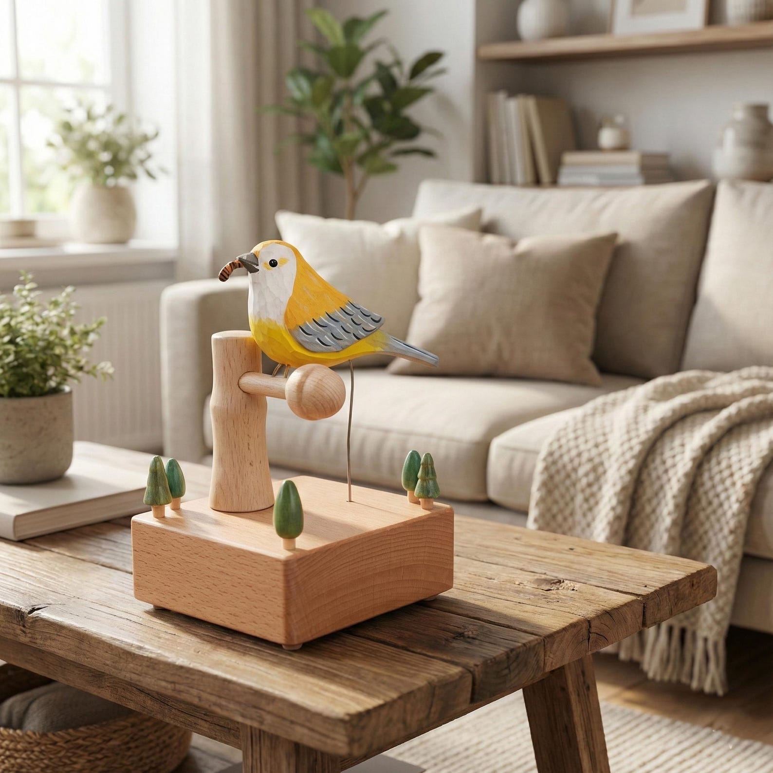 Wooden Bird Automaton – Hand Crank Kinetic Desk Decor - Etsy