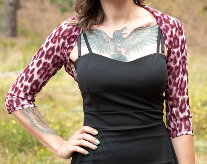 Pink Leopard Bolero, Animal Print Bohemian Mesh Shrug, Festival Boho ...