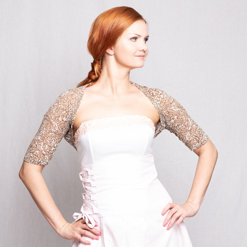 Beige Bridesmaids Wedding Bolero Brown Abstract Beige Shrug - Etsy