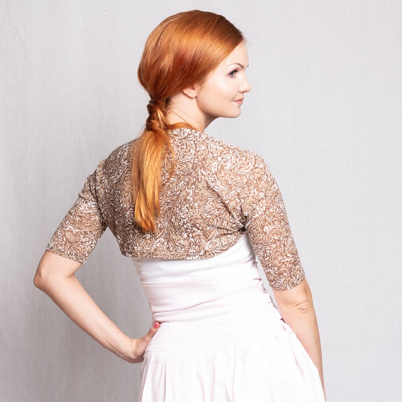 Beige Bridesmaids Wedding Bolero Brown Abstract Beige Shrug - Etsy