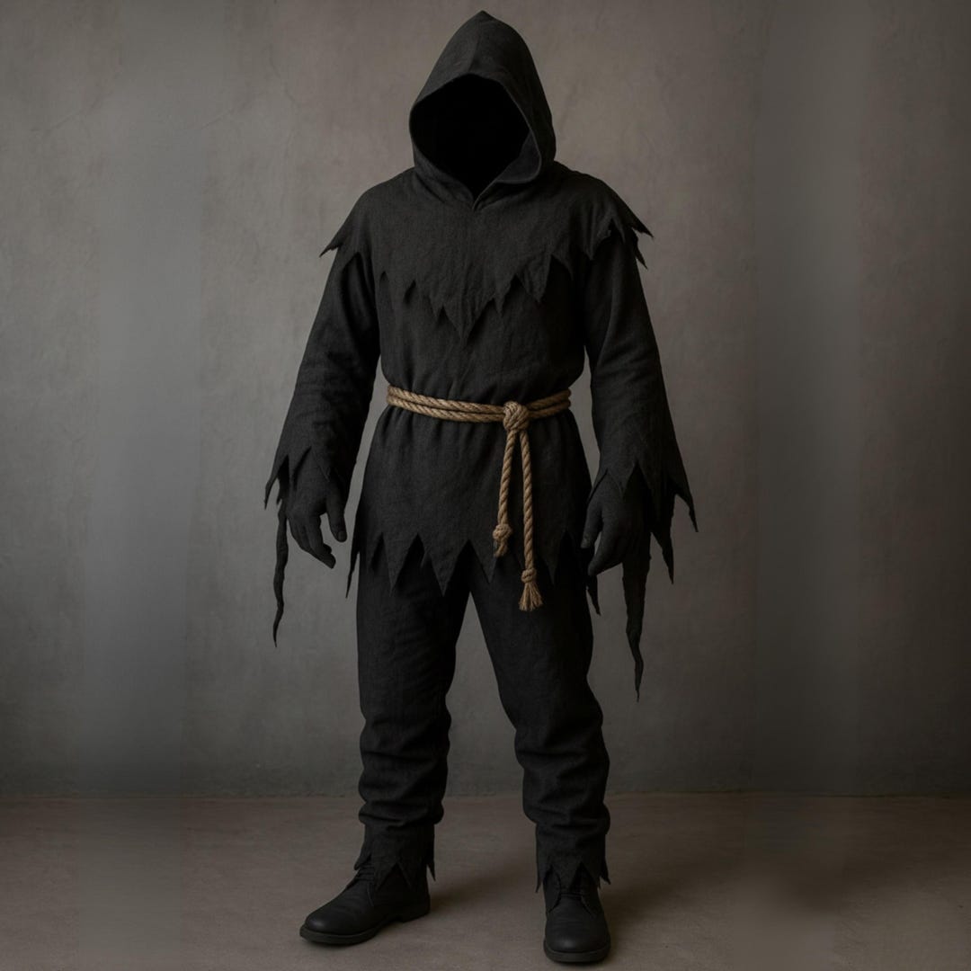 Dark Hooded Monk Robe Distressed Medieval Horror Costume - Etsy