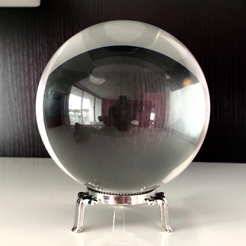 Clear Quartz Sphere 100mm | Crystal Ball With Gold Stand for Meditation ...