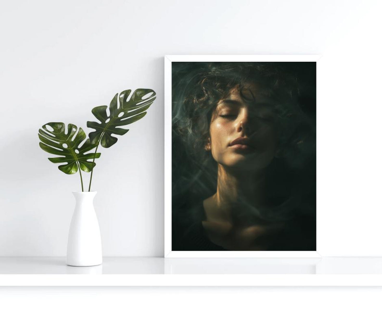 AI Moody Female Portrait | Cinematic Smoke Light Photo (commercial Use ...
