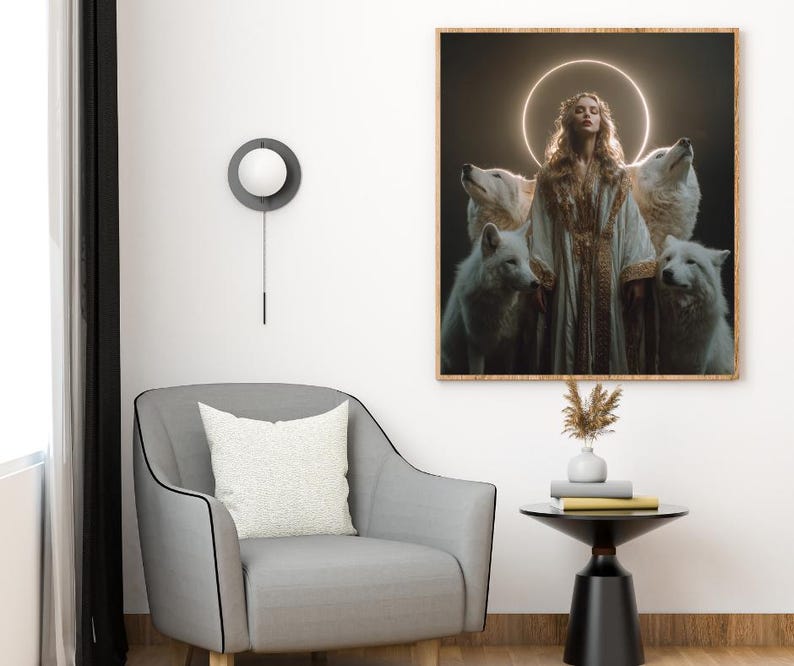 Divine Wolf Goddess Art | AI Fantasy Design (digital Download) - Etsy