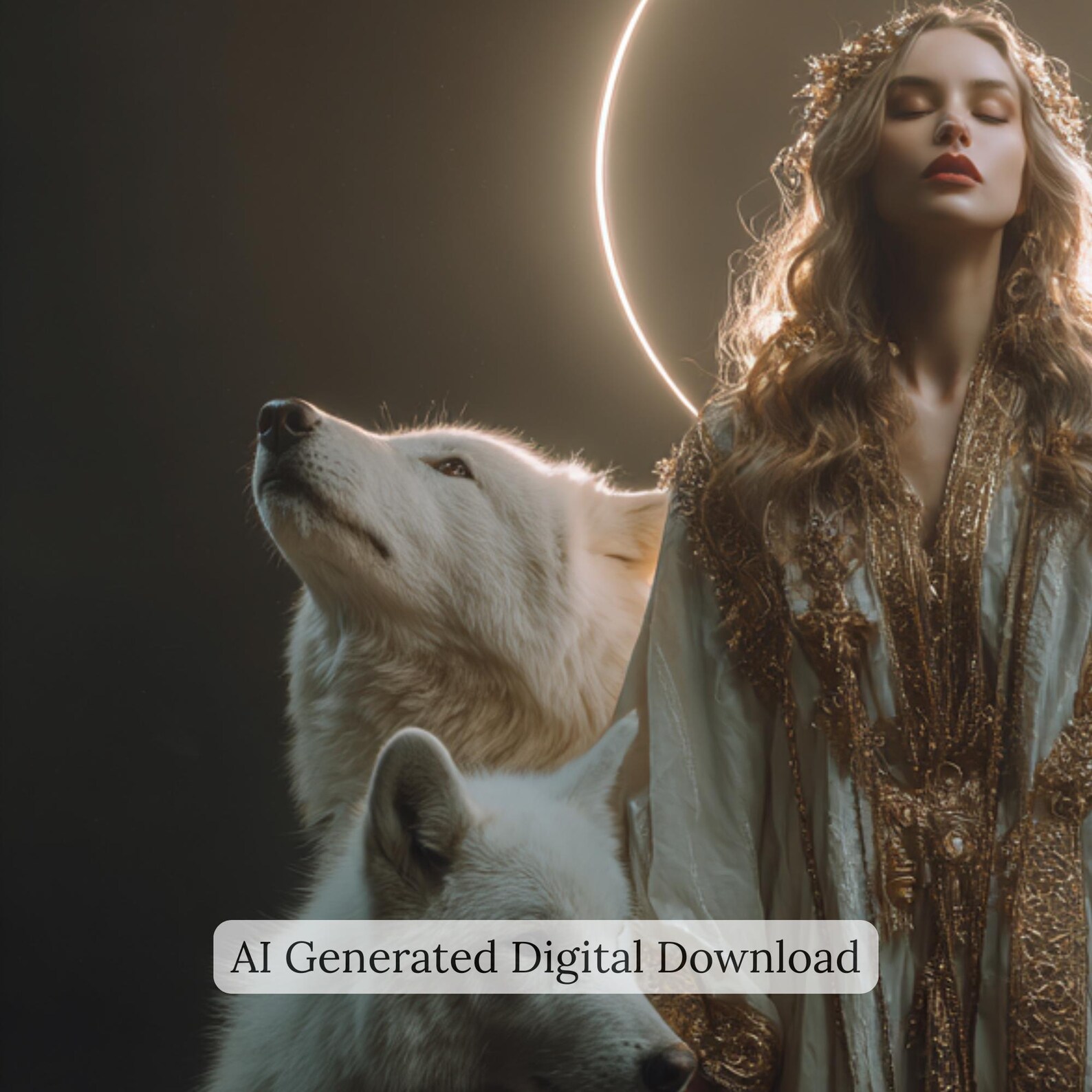 Divine Wolf Goddess Art | AI Fantasy Design (digital Download) - Etsy