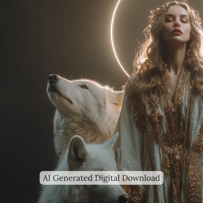 Divine Wolf Goddess Art | AI Fantasy Design (digital Download) - Etsy