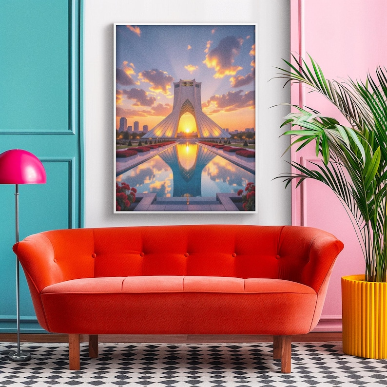 Azadi Tower Sunset Printable | Tehran Wall Art | Iran Landmark Home ...