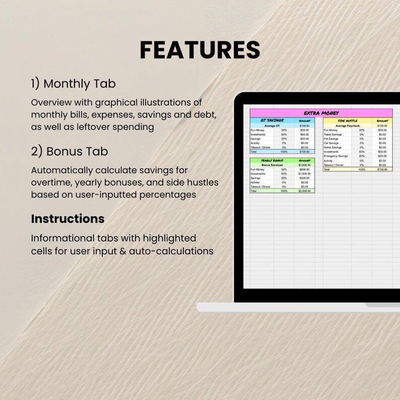 Simple Monthly Budget Spreadsheet · Digital Budget Planner Template for ...