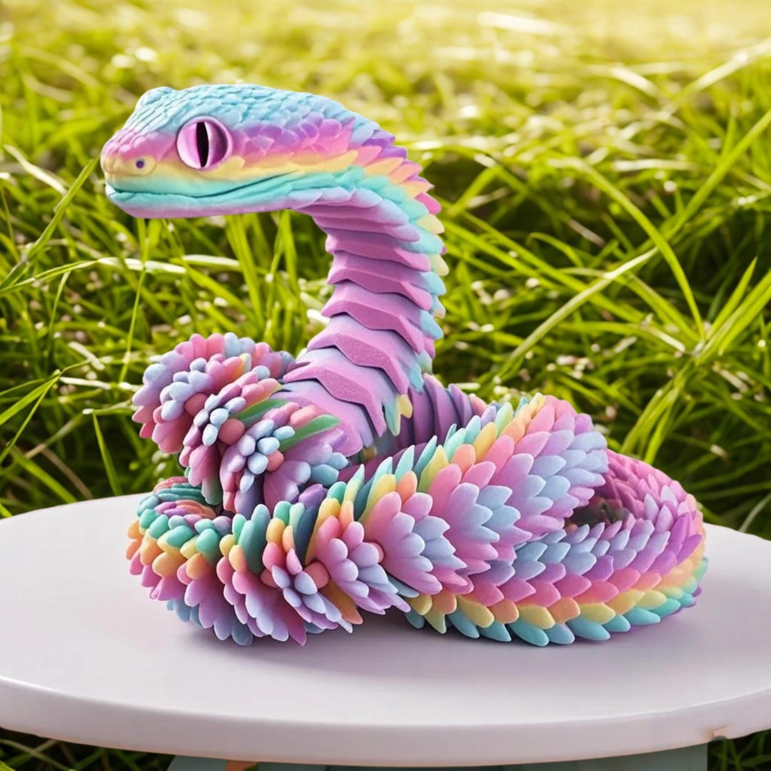 Articulated 3D Printed Snake Fidget Toy | Flexible & Posable Desk Décor ...