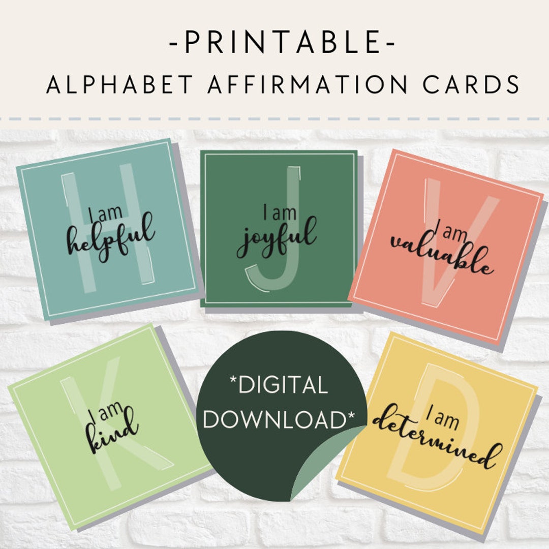Children's Alphabet Affirmation Cards - DIGITAL DOWNLOAD, Printable ...