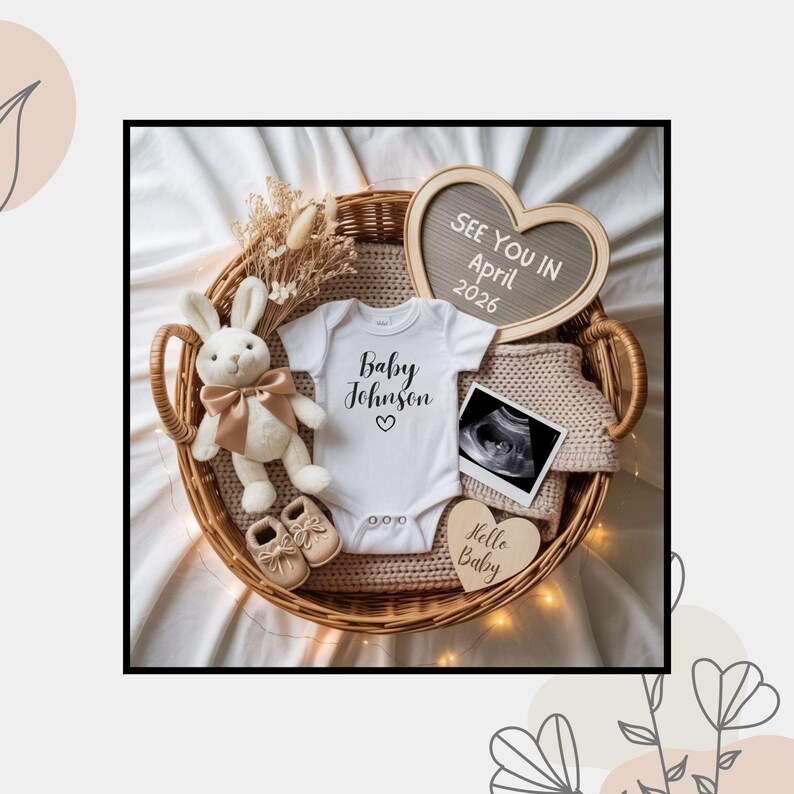 Pregnancy Announcement April 2026,neutral Editable Pregnancy ...
