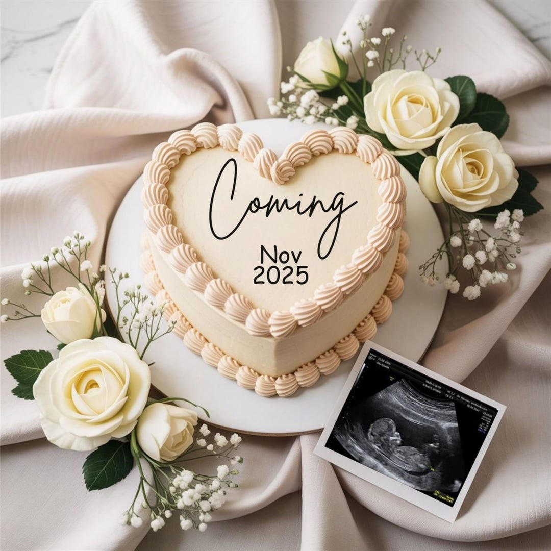 Heart Cake Baby Announcement Neutral Ultrasound Pregnancy,neutral ...